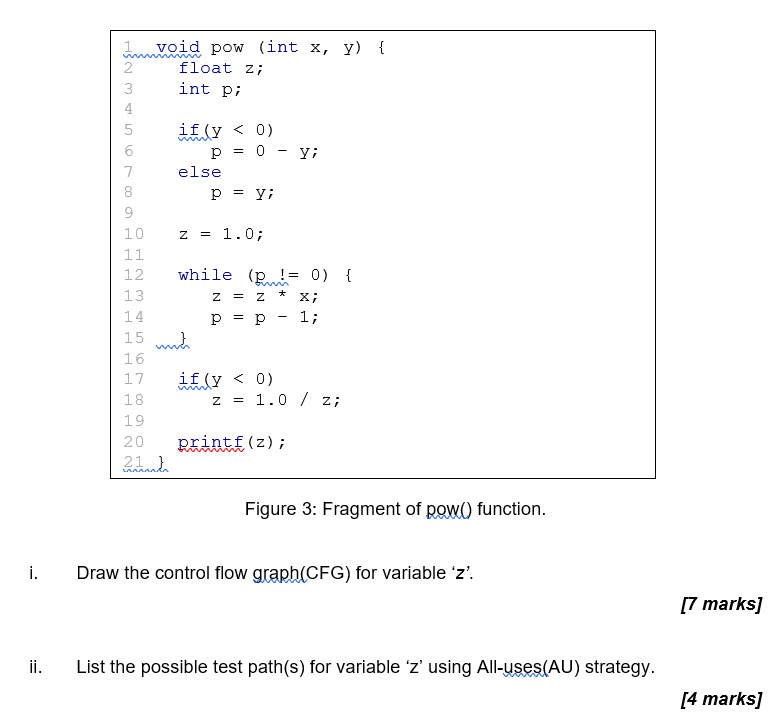 Solved void pow (int x, y) { float z; 2 3 int p; 00 5 if(y