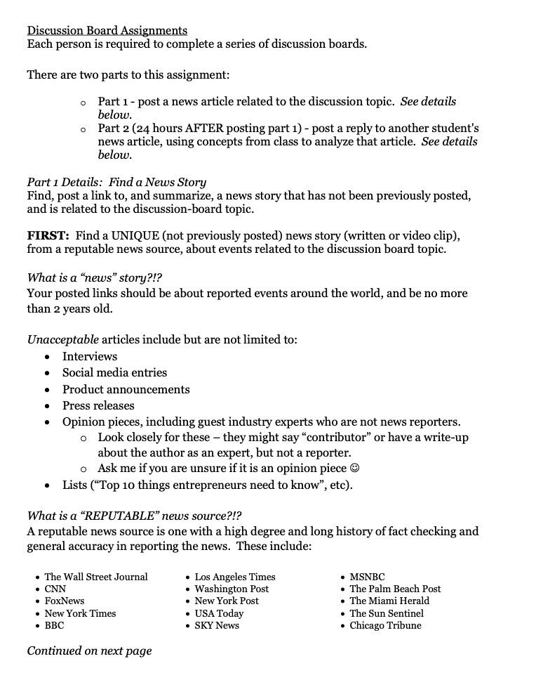 Discussion Board Assignments Each person is required | Chegg.com