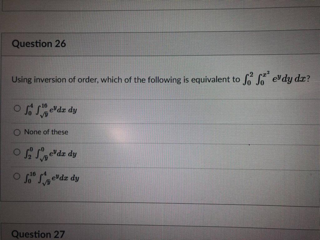 Solved Question 26 Using inversion of order, which of the | Chegg.com