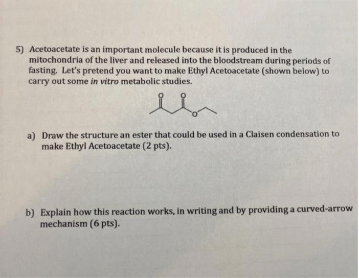 Solved 5) Acetoacetate is an important molecule because it | Chegg.com