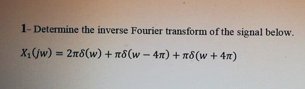 Solved 1- Determine the inverse Fourier transform of the | Chegg.com