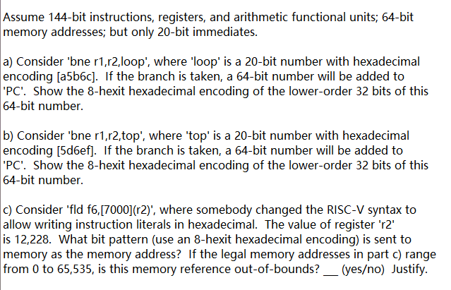 Solved Assume 144-bit instructions, registers, and | Chegg.com