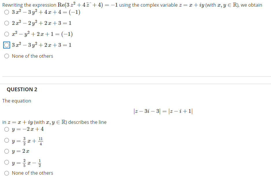 Solved -1 using the complex variable z = x +iy (with x, y € | Chegg.com