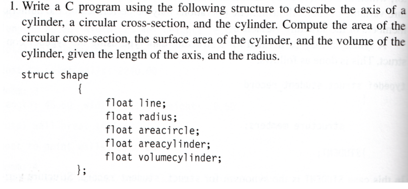 Solved 1. Write a C program using the following structure to | Chegg.com