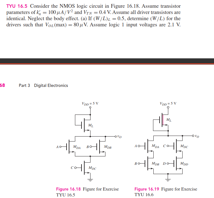 Solved TYU 16.5 Consider the NMOS logic circuit in Figure | Chegg.com