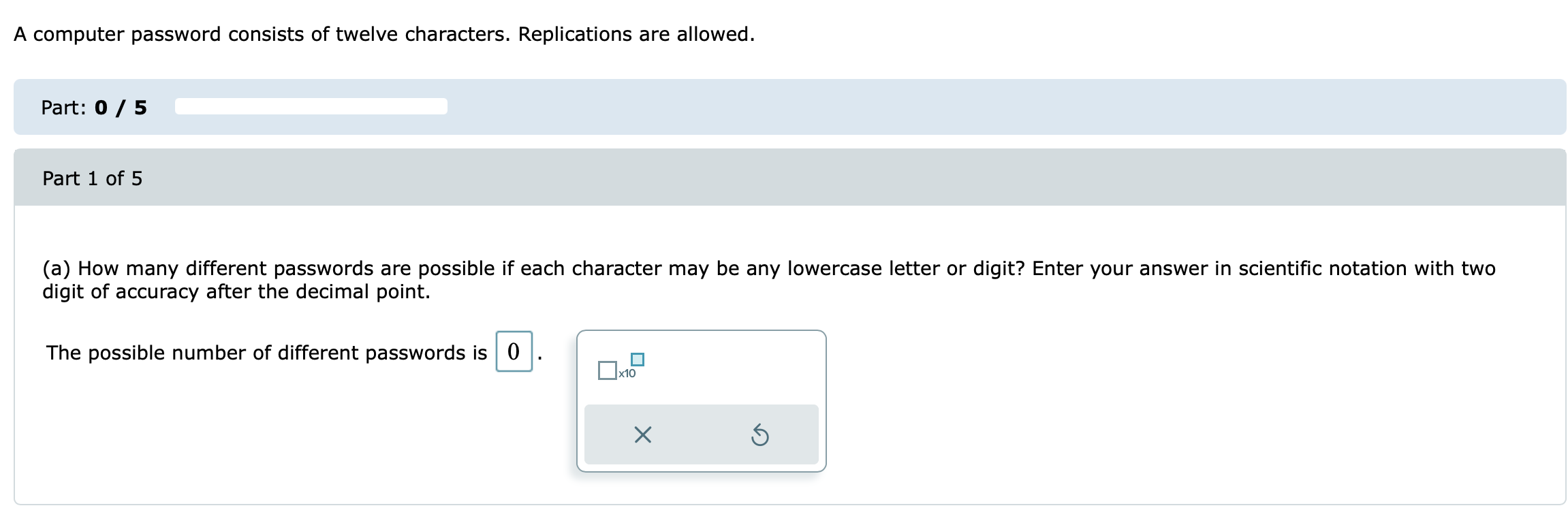 Solved A computer password consists of twelve characters. | Chegg.com