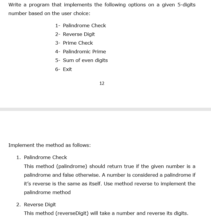 Solved Write a program that implements the following options | Chegg.com