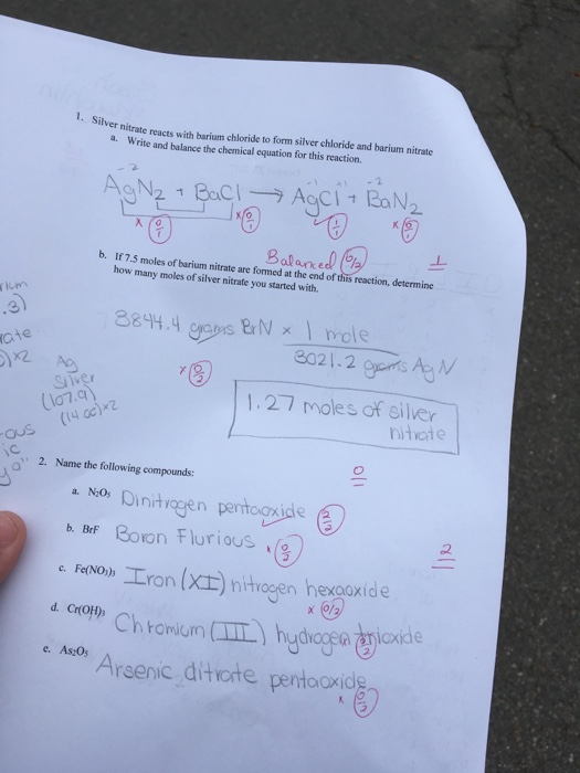Solved Silver er nitrate reacts with barium chloride to form | Chegg.com