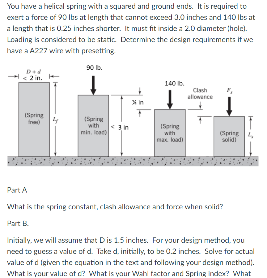 You have a helical spring with a squared and ground | Chegg.com