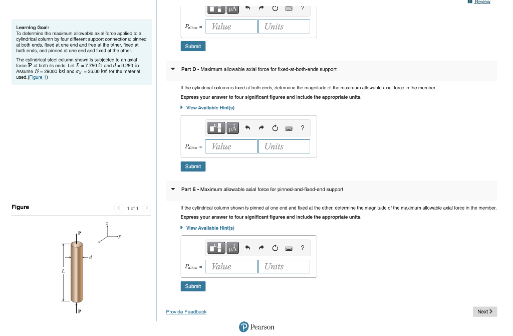 Solved Learning Goal: To determine the maximum allowable | Chegg.com