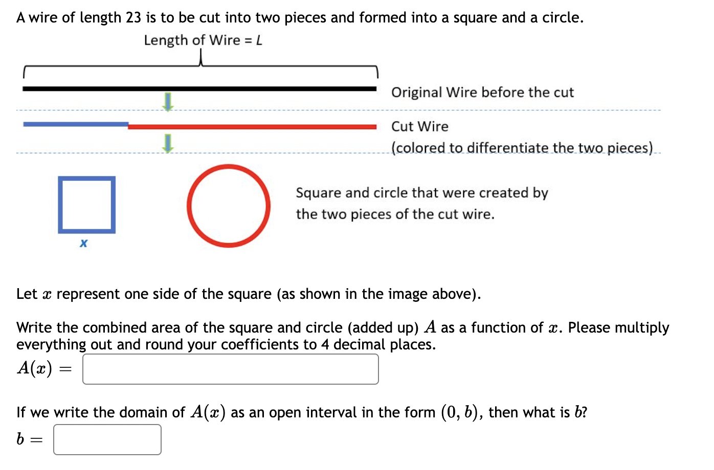 Solved A wire of length 23 is to be cut into two pieces and | Chegg.com