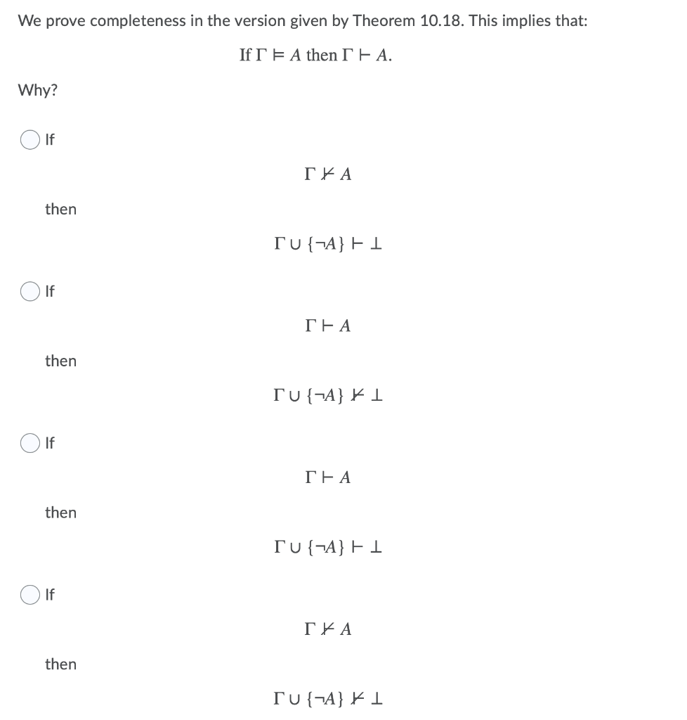 Solved We prove completeness in the version given by Theorem | Chegg.com
