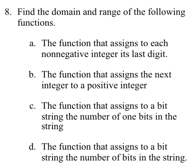 Solved 8. Find the domain and range of the following | Chegg.com