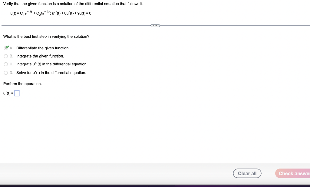 Solved Verify that the given function is a solution of the | Chegg.com
