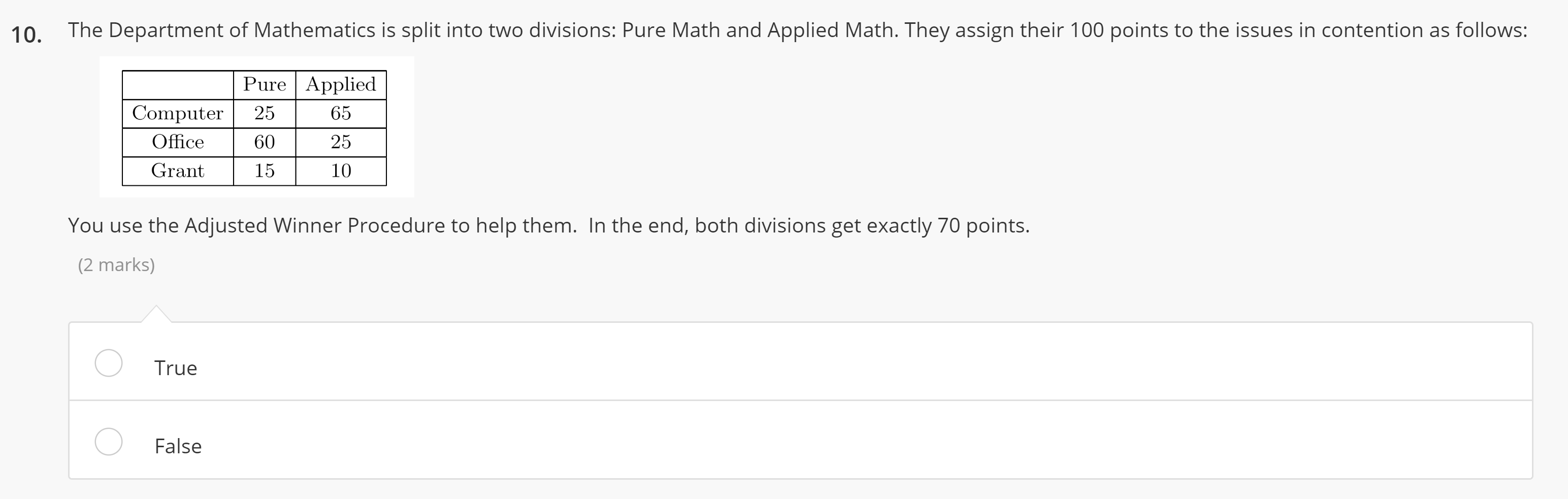 Solved 10. The Department of Mathematics is split into two | Chegg.com
