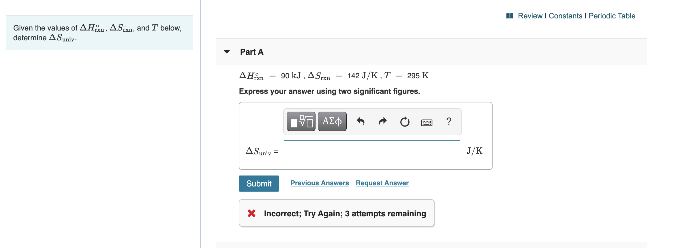 Solved Review | Constants | Periodic Table Given the values | Chegg.com