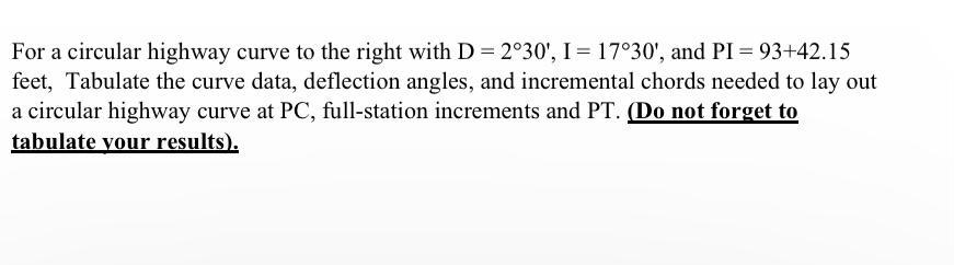 Solved For a circular highway curve to the right with | Chegg.com