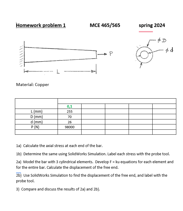 Solved Homework problem 1Material: Copper1a) ﻿Calculate the | Chegg.com