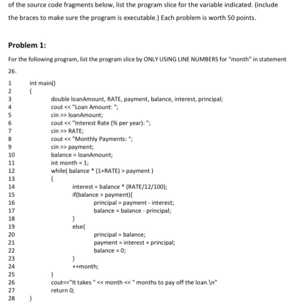 Solved Of The Source Code Fragments Below List The Program 1230