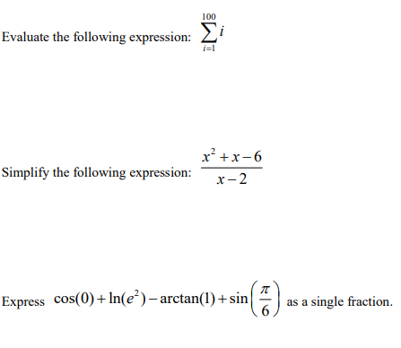 Solved Evaluate the following expression: ∑i=1100i Simplify | Chegg.com