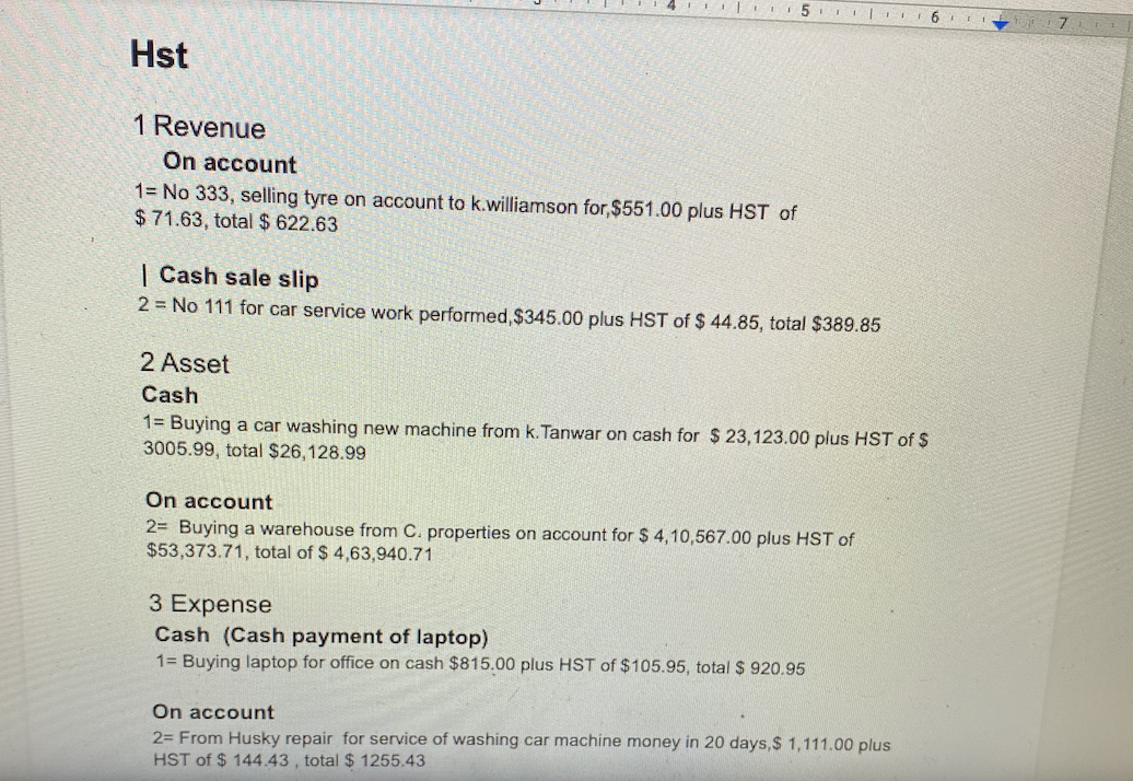 Solved are my all HST transactions right ? can you confirm | Chegg.com