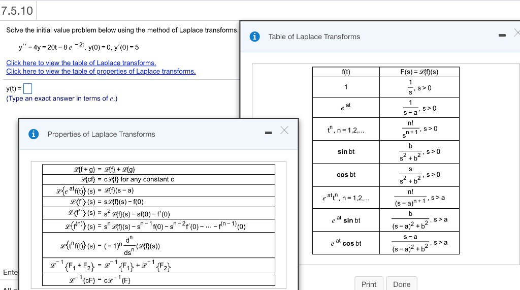 Solved 7.5.10 Solve the initial value problem below using | Chegg.com