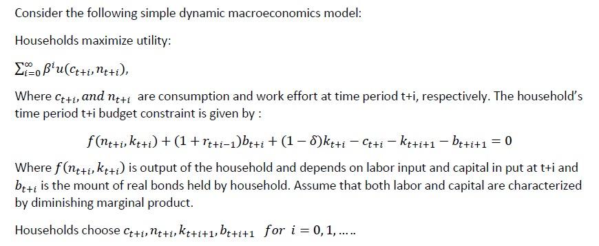 Consider the following simple dynamic macroeconomics | Chegg.com