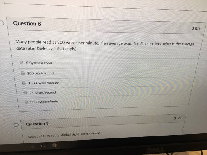 Solved DQuestion 8 3 pts Many people read at 300 words per | Chegg.com