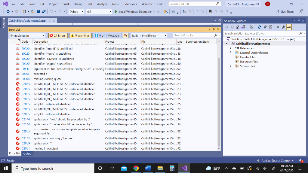 Solved I can't get this to validate on Visual Studio 2019 | Chegg.com