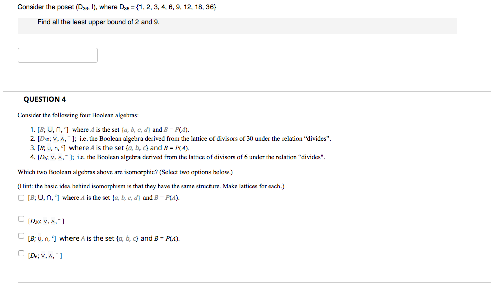Solved Consider the poset (D36,I), where D36 (1, 2, 3, 4, 6, | Chegg.com