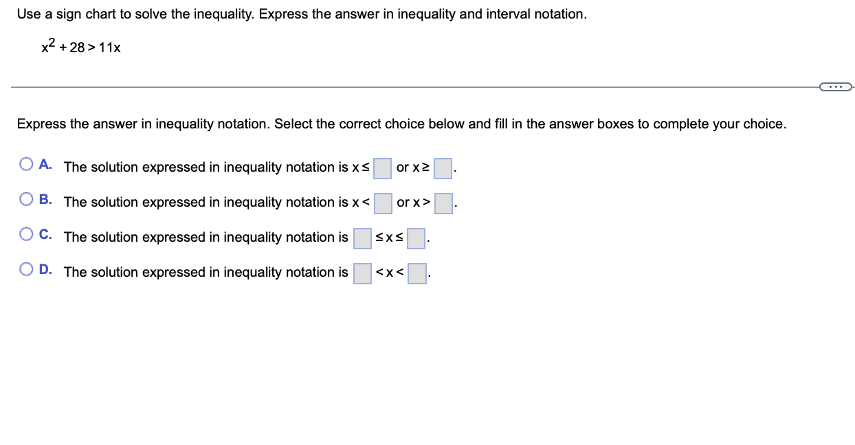 Solved Use a sign chart to solve the inequality. Express the | Chegg.com