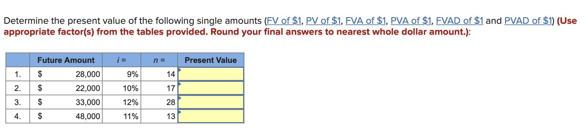 Solved Determine the present value of the following single | Chegg.com