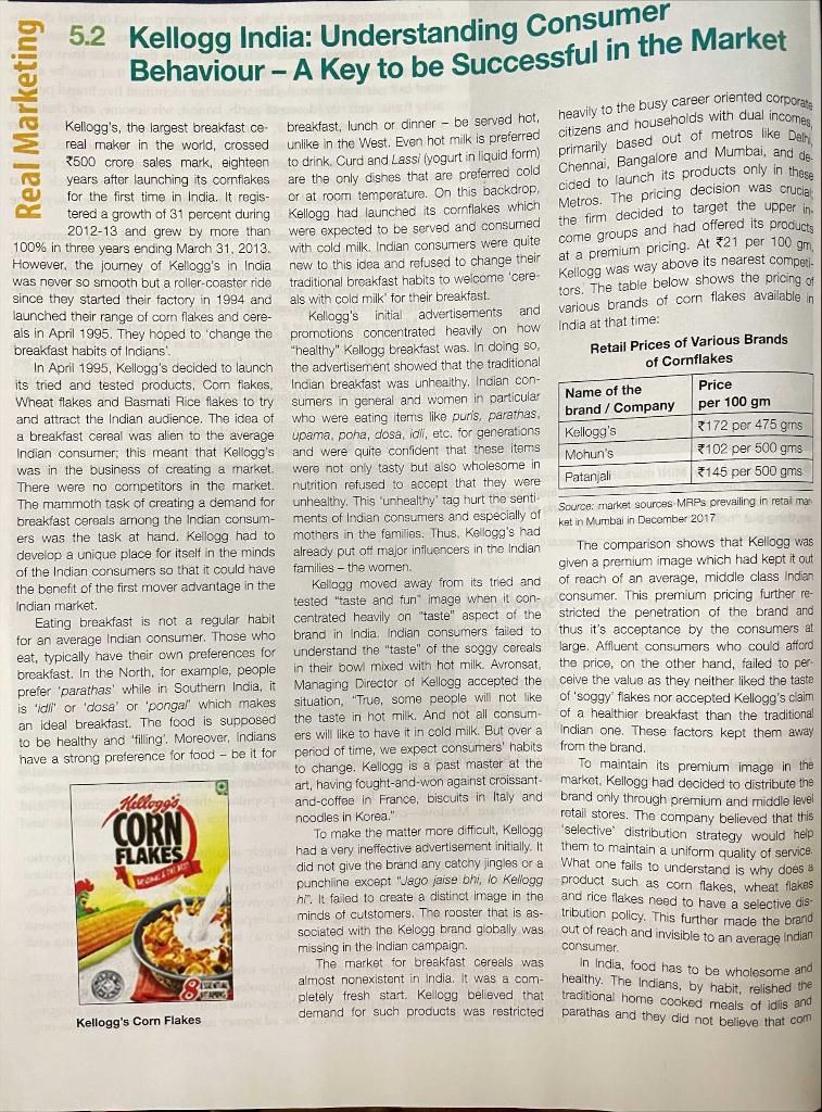 Solved HOW DID KELLOGG'S UNDERSTANDING OF CONSUMER BEHAVIOUR | Chegg.com