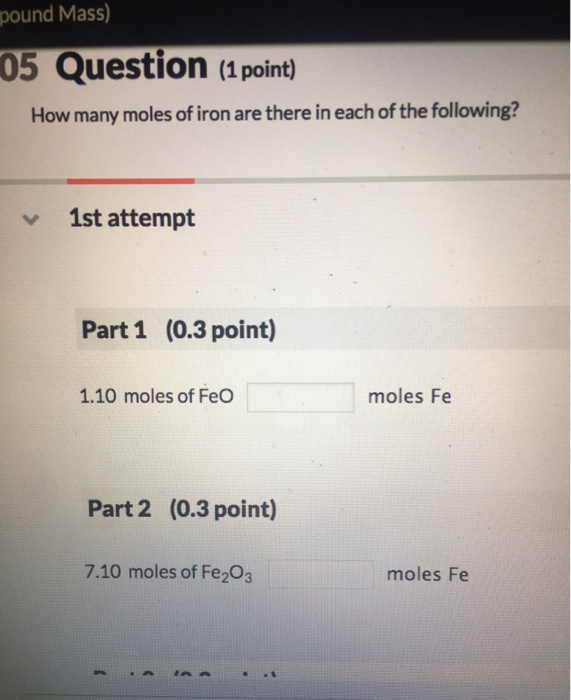 Solved pound Mass) 05 Question (1 point) How many moles of | Chegg.com