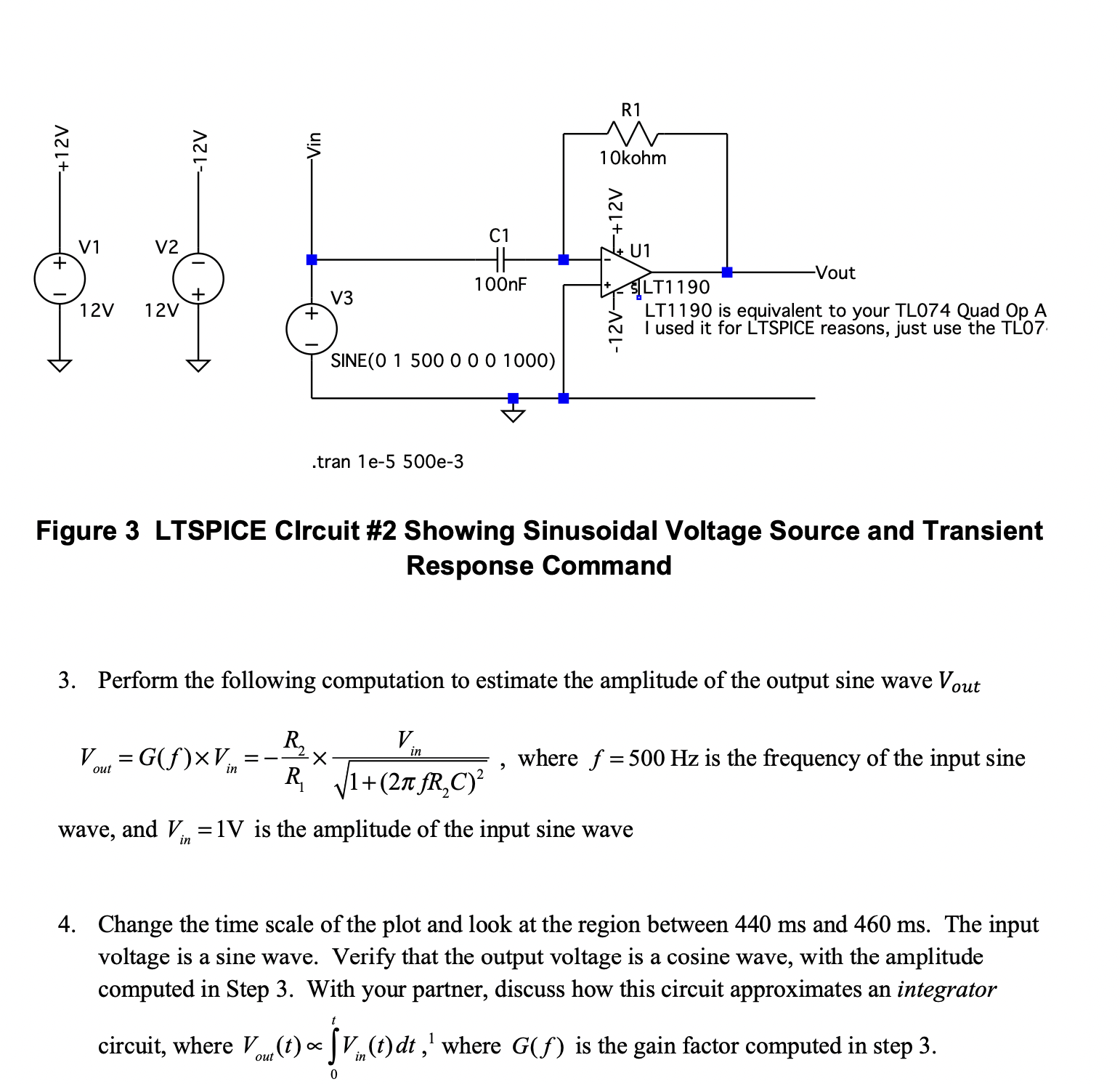 Solved .tran 1e−5 500e-3 Figure 3 LTSPICE CIrcuit \#2 | Chegg.com