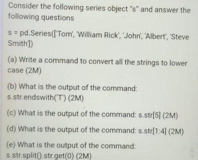 Solved Consider the following series object "s" and answer | Chegg.com