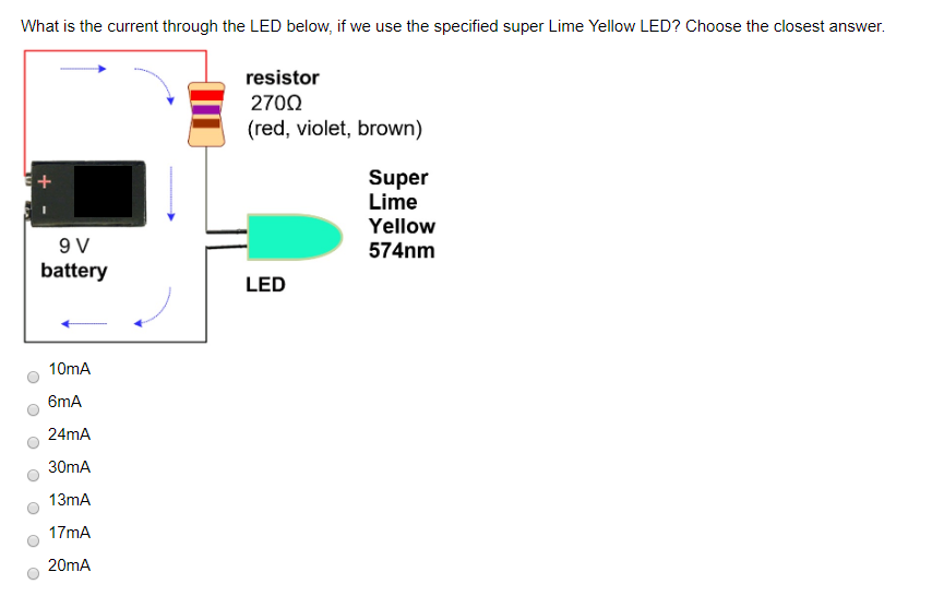 Solved What is the current through the LED below, if we use | Chegg.com