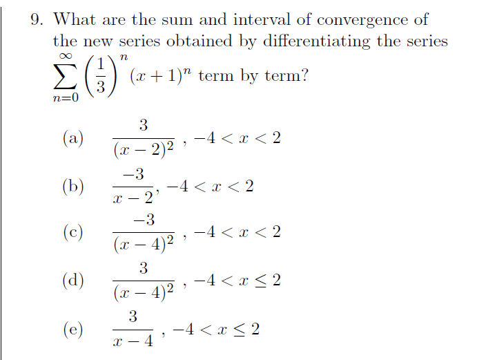 Solved 9. What are the sum and interval of convergence of | Chegg.com