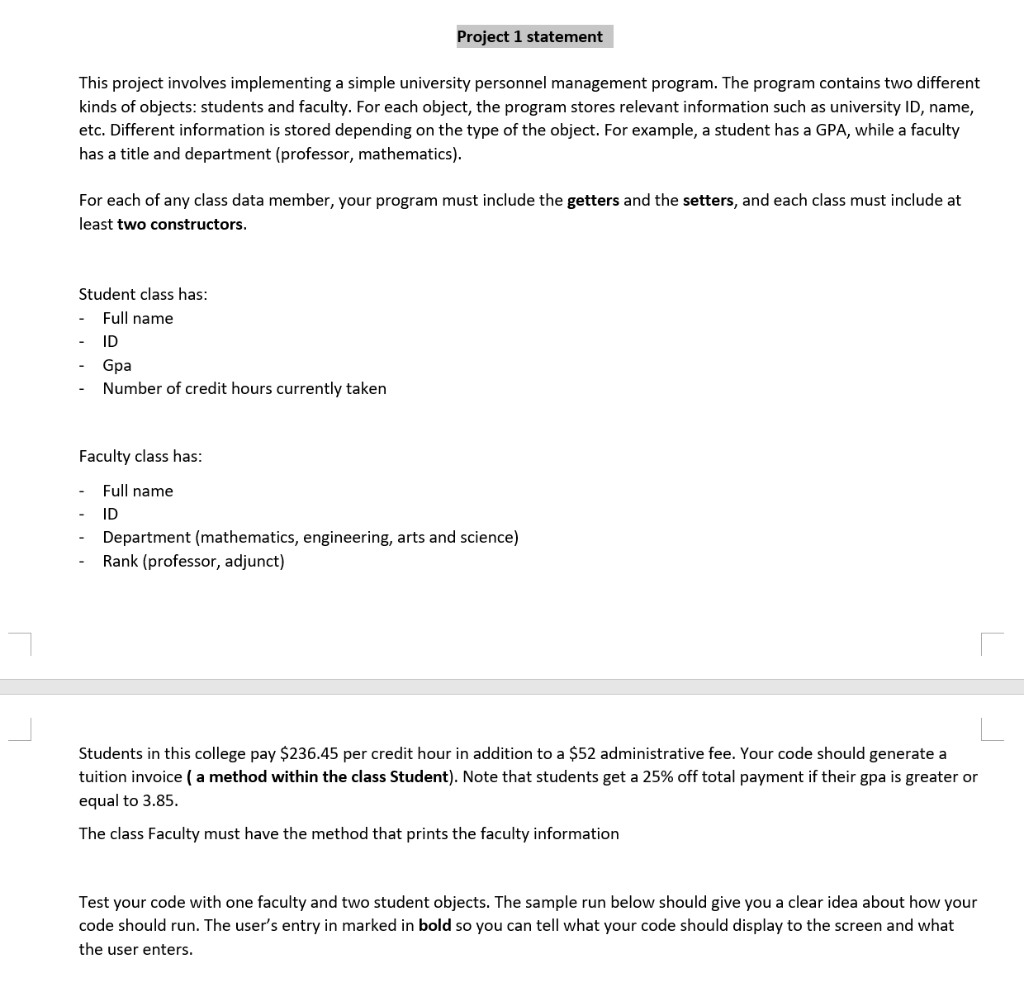 Solved Project 1 statement This project involves | Chegg.com