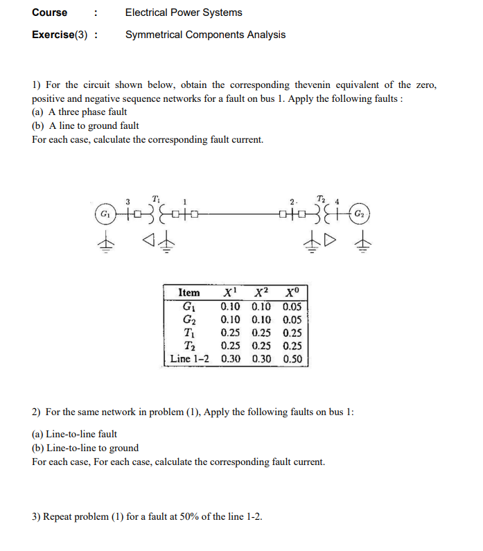 Solved Course Electrical Power Systems Exercise(3) : | Chegg.com