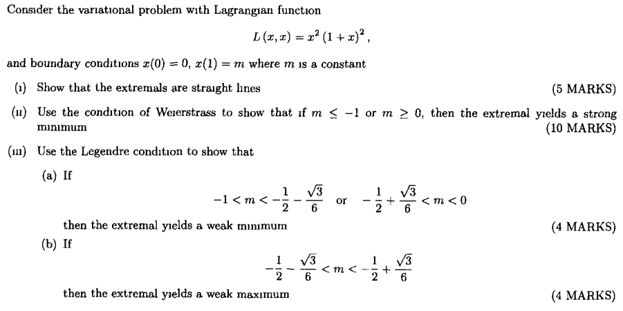 Consider the variational problem with Lagrangan | Chegg.com