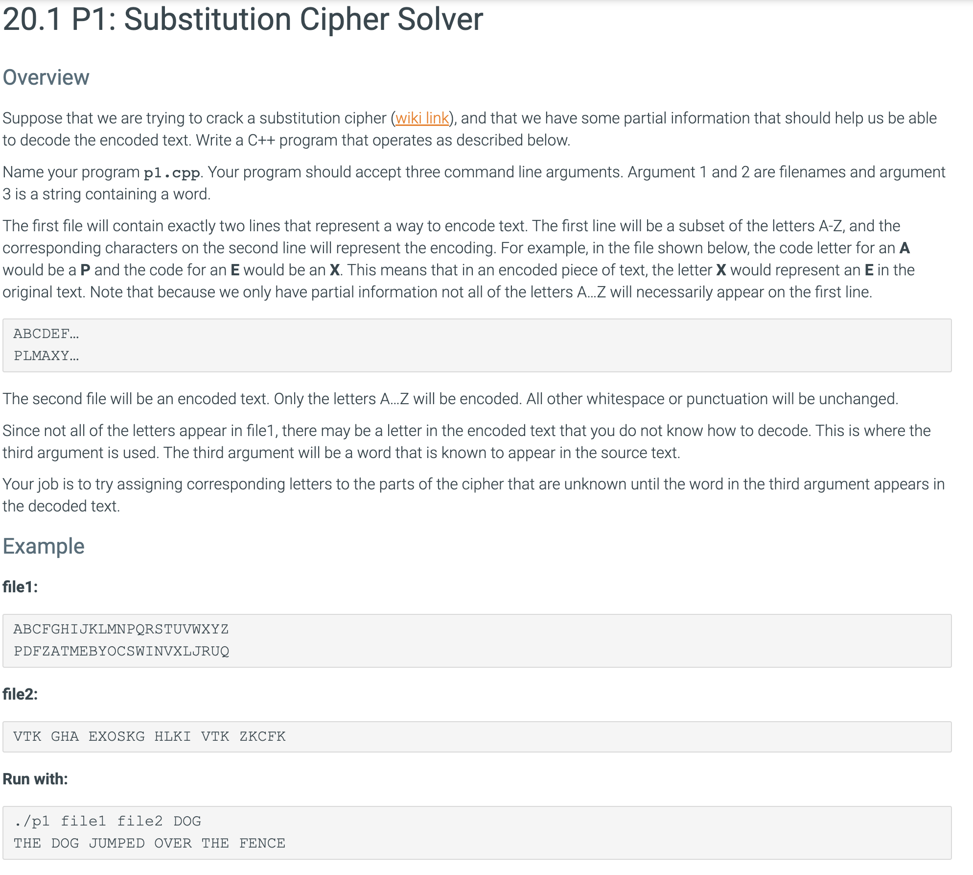 Solved 20.1 P1: Substitution Cipher Solver Overview Suppose | Chegg.com Solved 20.1 P1: Substitution Cipher Solver Overview Suppose | Chegg.com