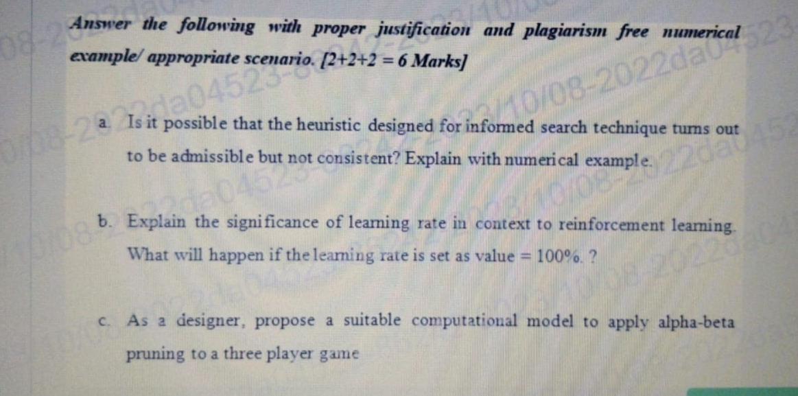 Solved Answer the following with proper justification and | Chegg.com