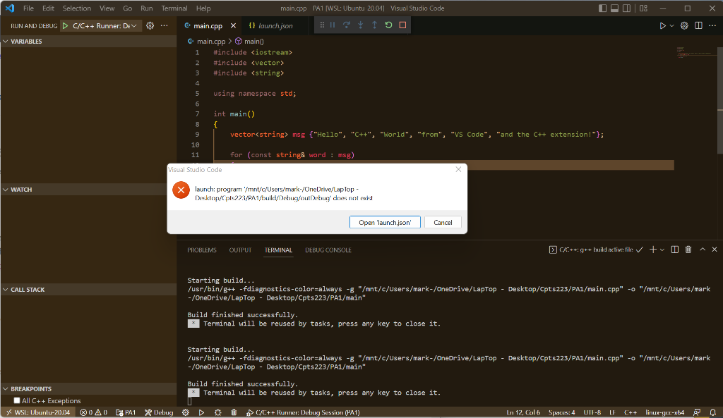 Solved D 䆛 D C C Runner Debug Session Pa1 { }