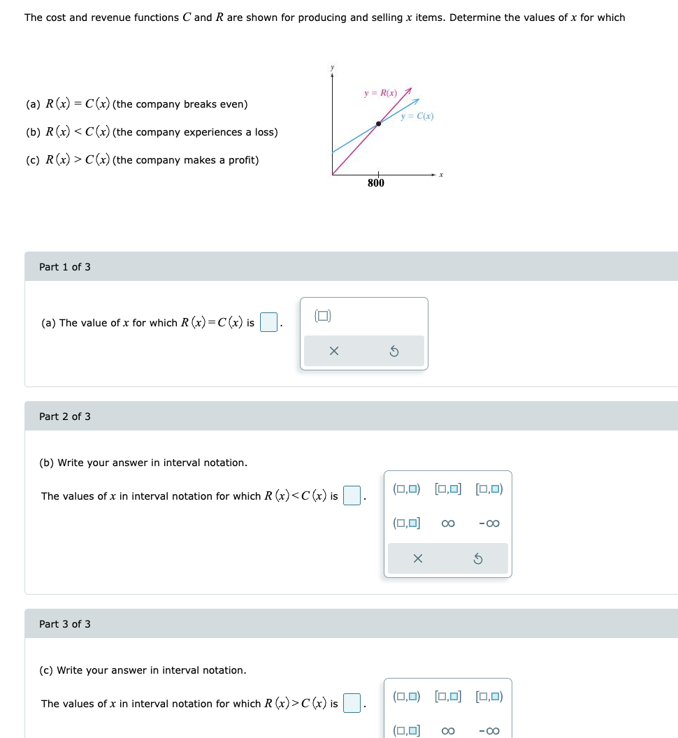 Solved The cost and revenue functions C and R are shown for | Chegg.com