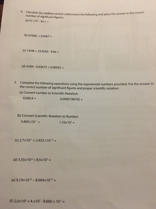 Solved Calculate (by addition and/or subtraction) the | Chegg.com