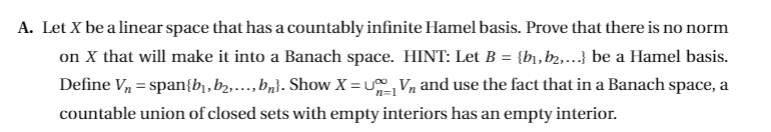 Solved A. Let X be a linear space that has a countably | Chegg.com