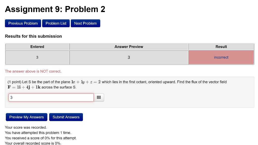 Solved Assignment 9 Problem 2 Previous Problem Problem List 7722