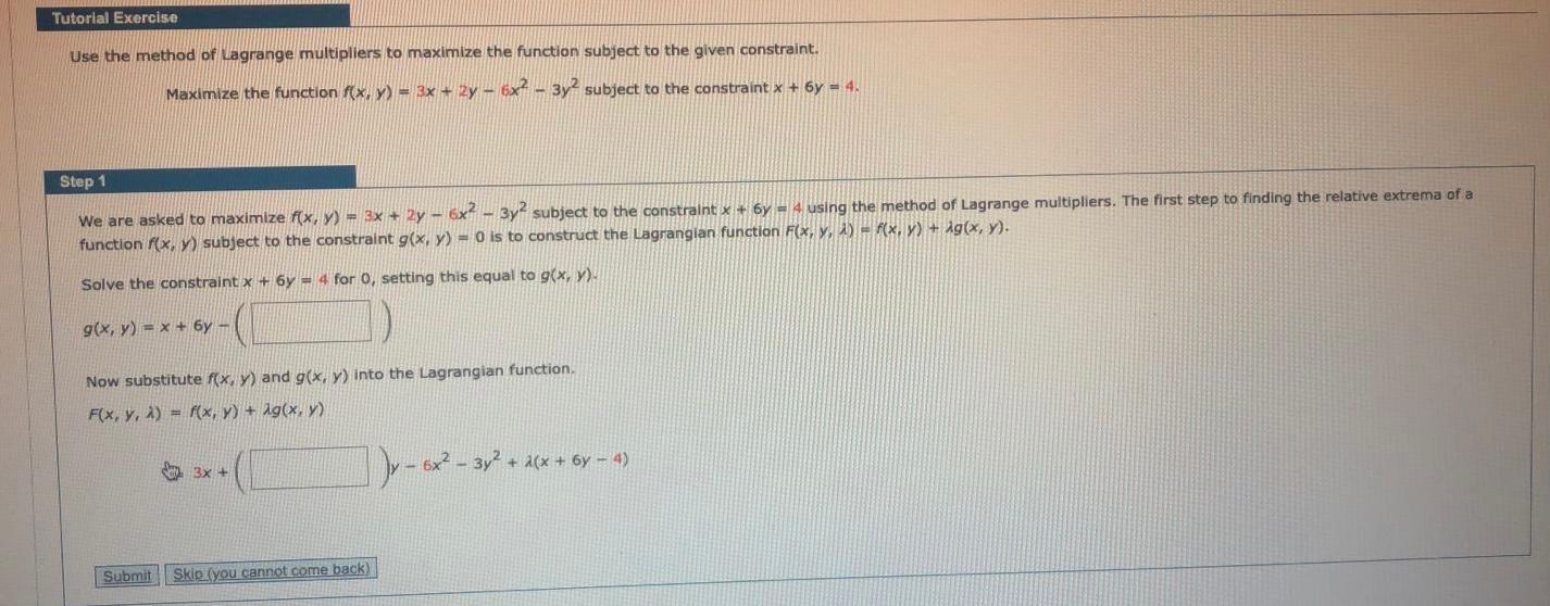 Solved Tutorial Exercise Use the method of Lagrange | Chegg.com