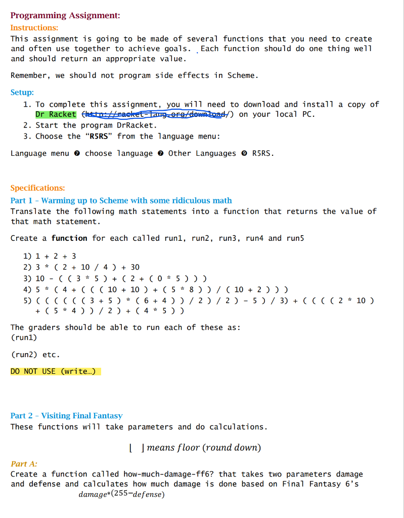 Scheme Assignment using R5RS Language... This my | Chegg.com